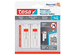 4042448340481 - Powerstrips Klebenagel 2 Stück für Tapeten und Putz höhenverstellbar bis 1kg Tragkraft schnell und spurlos ablösbar selbstklebend transparent - weiß