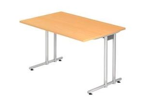 4032062011843 - Schreibtisch JENA C-Fuß Rechteck B 1200 x T 800 x H 720 mm Gestell alusilber Buche-Dekor 4032062011843 - Schreibtisch JENA C-Fuß Rechteck B 1200 x T 800 x H 720 mm Gestell alusilber Buche-Dekor