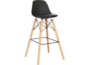 3660141230291 - Barhocker STEELWOOD Kunststoff mit Holzbeinen Sitzkissen Sitzhöhe 740 mm 2 Stk schwarz