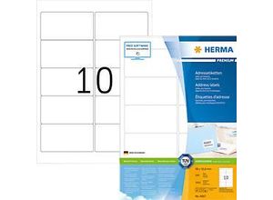 4008705046671 - HERMA Adressetiketten Premium A4 96x508 mm weiß Papier matt 1000 St - Weiß - Papier - Laser Inkjet - Matte - Dauerhaft - Abgerundetes Rechteck