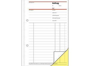 4004360910043 - - Auftragsformular din A5 56g m² selbstdurchschreibend 1 Durchschlag handschriftlich Schreibmaschine gelb 2 x 40 Bl