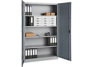 4051273787118 - Büroschrank 5 OH abschließbar mit aufliegenden Türen B 1200 mm Basaltgrau Weißalu
