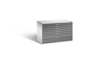4068192048756 - Zeichnungsschrank DIN A1 8 Schubladen Höhe 760 mm lichtgrau   vulkangrau C+P