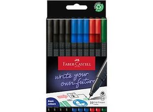 4005401516910 - Fineliner FABER-CASTELL Grip Strichbreite 04 mm ergonomische Griffzone für Rechts- & Linkshänder auswaschbar Office-Farben 10 Stück in Kartonetui