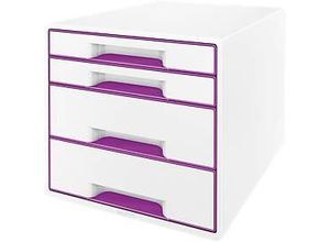 4002432115389 - Schubladenbox Wow Cube 5213-20-62 perlweiß violett metallic 4 Schubladen geschlossen 4002432115389 Leitz