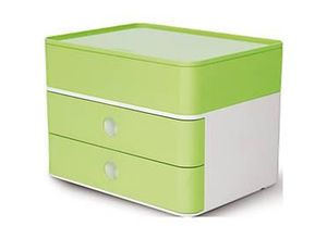 4012473110052 - - Schubladenbox allison smart-box plus 2 Schubladen din A5 abs Kunststoff Gehäusefarbe snow white Farbe der Schublade lime green
