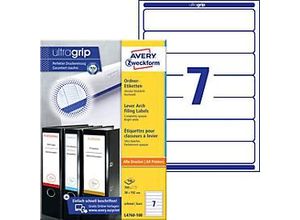 4004182036891 - ® - Ordnerrückenetikett ultragrip schmal kurz 38 x 192 mm (b x h) selbstklebend ohne Griffloch weiß 700 Etik Pack