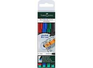 4005401513049 - Faber Castell - cd dvd Marker multimark 1513 06mm farbig sortiert 4 St Pack Schreibfarbe rot blau grün schwarz