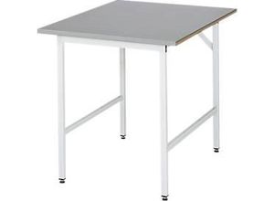 4040376417084 - Rau Arbeitstisch Jerry manuell höhenverstellbar 25 mm MDF-Platte mit Edelstahlbelag bis 300 kg B 750 x T 1000 x H 800-850 mm silber lichtgrau