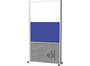 4002390090063 - MAUL Stellwandsystem MAULconnecto Steckmodule 1x Whiteboard 1x Akustikvlies 1x Textiloberfläche Klettverbindung auf Rollen H 1800 x B 1000 mm silber