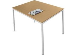 4251898823837 - Pure Stahlrohrtisch Rechteck Quadratrohrfuß B 1200 x T 800 x H 720 mm Buche weißaluminium