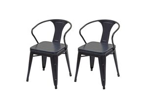 4057651436203 - 2er-Set Esszimmerstuhl MCW-H10d Stuhl Küchenstuhl Chesterfield Metall Kunstleder Industrial Gastronomie ~ schwarz-grau