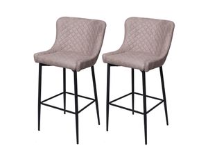 4057651405681 - 2er-Set Barhocker MCW-H79 Barstuhl Tresenhocker Vintage Metall Fußablage ~ Stoff Textil grau