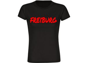 4068859507459 - multifanshop Damen T-Shirt - Freiburg - Textmarker - Druck rot - Frauen