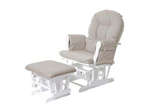 4057651307558 - Relaxsessel MCW-C76 Schaukelstuhl Sessel Schwingstuhl mit Hocker ~ Stoff Textil creme Gestell weiß