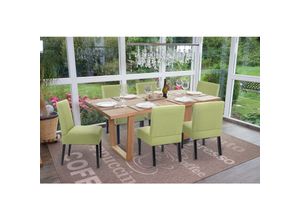 4057651318981 - 6er-Set Esszimmerstuhl MCW-F61 Stuhl Lounge-Stuhl Stoff Textil ~ grün