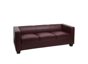 4057651424453 - 3er Sofa Lille ~ Kunstleder rot-braun