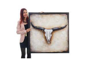 4057651057606 - Wandbild Stier 100% handgemaltes Ölgemälde Gemälde XL 100x100cm