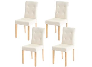 4057651308609 - 4er-Set Esszimmerstuhl MCW-E58 Stuhl Essstühle MVG-zertifiziert ~ Kunstleder creme helle Beine