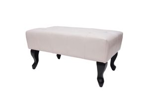 4057651518404 - Ottomane Chesterfield Oxford Sitzhocker Fußablage Hocker wasserabweisend 39x77x47cm ~ Kunstleder creme-weiß