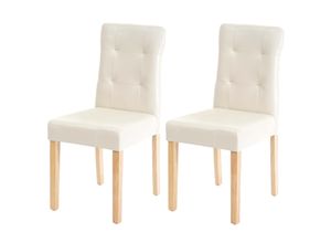4057651308401 - 2er-Set Esszimmerstuhl MCW-E58 Stuhl Essstühle ~ Kunstleder creme helle Beine