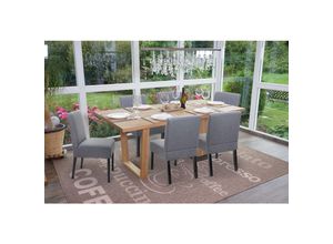 4057651318936 - 6er-Set Esszimmerstuhl MCW-F61 Stuhl Lounge-Stuhl Stoff Textil ~ dunkelgrau
