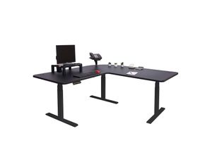 4057651434162 - Eck-Schreibtisch MCW-D40 Bürotisch Computertisch elektrisch höhenverstellbar 178x178cm 84kg MVG ~ schwarz schwarz