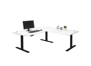 4057651434056 - Eck-Schreibtisch MCW-D40 Bürotisch Computertisch elektrisch höhenverstellbar 178x178cm 84kg MVG ~ weiß schwarz