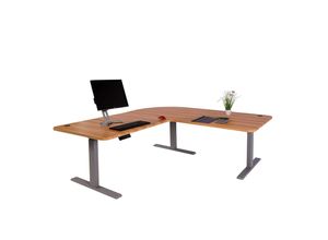 4057651429779 - Eck-Schreibtisch MCW-D40 Bürotisch Computertisch elektrisch höhenverstellbar 178x178cm 84kg MVG ~ eiche grau