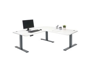 4057651509679 - Eck-Schreibtisch MCW-D40 Computertisch elektrisch höhenverstellbar 178x178cm 84kg MVG ~ weiß anthrazit-grau