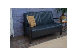 4057651435954 - 2er Sofa MCW-H10 Couch Zweisitzer Metall Kunstleder Industrie-Design ~ vintage grau