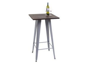 4057651383781 - Stehtisch MCW-A73 inkl Holz-Tischplatte Bistrotisch Bartisch Metall Industriedesign MVG 107x60x60cm ~ grau