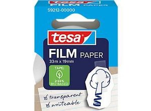 4063565479427 - tesafilm® Paper Klebefilm transparent 19 mm x 33 m leise abrollend lösungsmittelfrei 1 Rolle