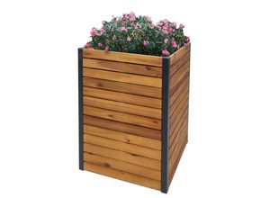 4057651327280 - Pflanzkasten MCW-L23 Hochbeet Blumenkasten Outdoor Akazie Holz MVG-zertifiziert Aluminium ~ 60x42x42cm braun