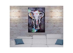 4057651518947 - Ölgemälde Elefant MCW-H25 Leinwandbild Wandgemälde Gemälde handgemaltes XL Wandbild ~ 180x120cm