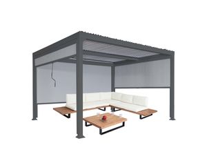 4057651828961 - Alu Pergola MCW-L41 mit 3x Seitenwand Lamellen-Pavillon stabiles 8cm-Metall-Gestell 3x37m ~ anthrazit