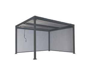 4057651776637 - Alu Pergola MCW-L41 mit 2x Seitenwand Lamellen-Pavillon stabiles 8cm-Metall-Gestell 3x37m ~ anthrazit