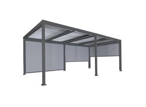 4057651578835 - Alu Pergola MCW-L41 mit 3x Seitenwand Lamellen-Pavillon stabiles 8cm-Metall-Gestell 3x6m ~ anthrazit