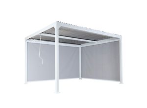 4057651832449 - Alu Pergola MCW-L41 mit 2x Seitenwand Lamellen-Pavillon stabiles 8cm-Metall-Gestell 3x37m ~ weiß