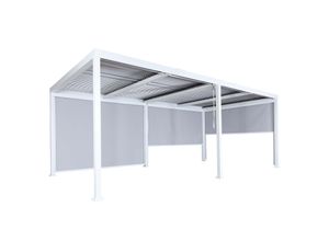 4057651578866 - Alu Pergola MCW-L41 mit 3x Seitenwand Lamellen-Pavillon stabiles 8cm-Metall-Gestell 3x6m ~ weiß