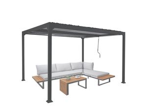 4057651575612 - Alu Pergola MCW-L41 Lamellen-Pavillon Terrassenüberdachung stabiles 8cm-Metall-Gestell 3x37m ~ anthrazit
