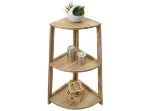 4057651573724 - Eckregal MCW-K44 Regal Standregal Wohnregal 3 Ablagen 80x37x37cm MDF aus Paulownia ~ naturbraun