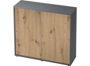 4032062188170 - eurokraft pro Schiebetürenschrank 2 Fachböden Mitteltrennwand graphit   Asteiche