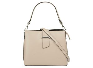 4260543061920 - Henkeltasche CLUTY Damen Gr B H T 25cm x 21cm x 12cm onesize beige Leder leicht glänzend unifarben Taschen echt Leder Made in Italy