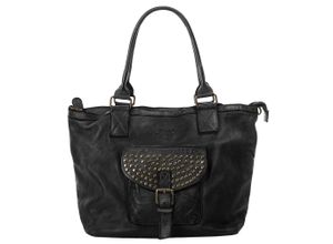 4260543047849 - Shopper SAMANTHA LOOK Damen Gr B H T 40cm x 26cm x 14cm onesize schwarz Leder vintage Taschen echt Leder Made in Italy