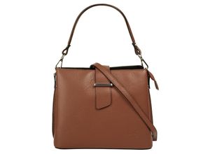 4260543061913 - Henkeltasche CLUTY Damen Gr B H T 25cm x 21cm x 12cm onesize braun (cognac) Leder leicht glänzend unifarben Taschen echt Leder Made in Italy