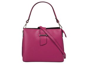 4260543061937 - Henkeltasche CLUTY Damen Gr B H T 25cm x 21cm x 12cm onesize pink Leder leicht glänzend unifarben Taschen echt Leder Made in Italy
