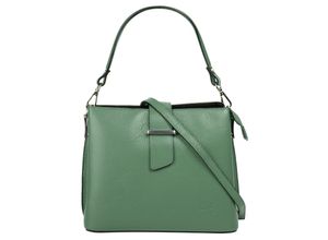 4260543061951 - Henkeltasche CLUTY Damen Gr B H T 25cm x 21cm x 12cm onesize grün Leder leicht glänzend unifarben Taschen echt Leder Made in Italy
