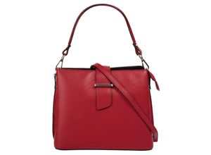 4260543061975 - Henkeltasche CLUTY Damen Gr B H T 25cm x 21cm x 12cm onesize rot Leder leicht glänzend unifarben Taschen echt Leder Made in Italy