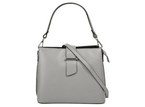 4260543061944 - Henkeltasche CLUTY Damen Gr B H T 25cm x 21cm x 12cm onesize grau Leder leicht glänzend unifarben Taschen echt Leder Made in Italy